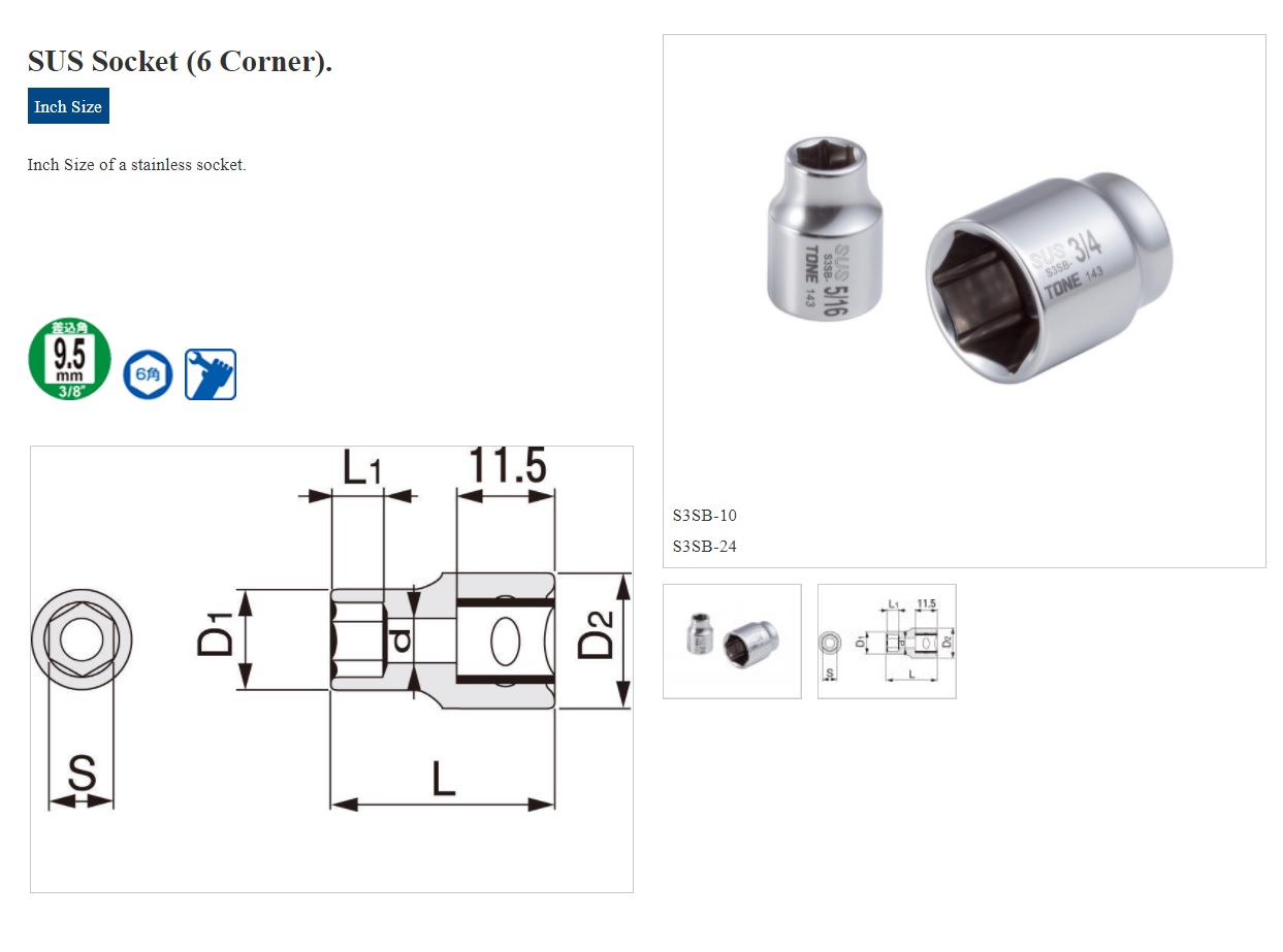 Ichiban Precision Sdn Bhd - Tone - Tone SUS Tool set. SUS Socket wrench set, SUS Socket set (6 ...